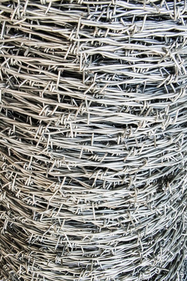 Barbed Wire and Iron Net Roll Stock Image - Image of chain, enclose ...