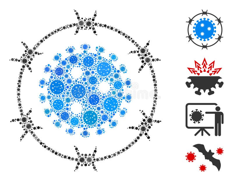 Collage Barbed Wire Home Icon of Infectious Viruses Stock Vector ...