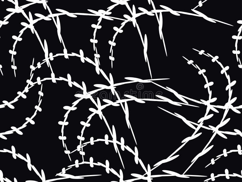 Barbed Wire Seamless Pattern Black and White Color. Vector Stock Vector ...