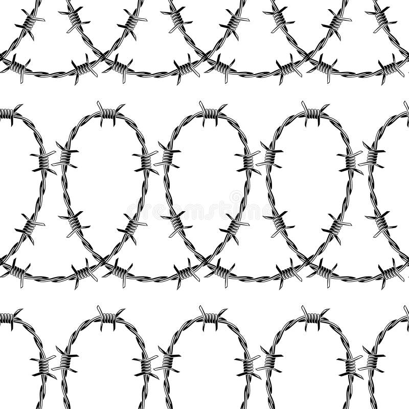 Barbed Wire Frame. Sharp Barbwire Border Chain Stock Vector - Illustration of protection, border ...