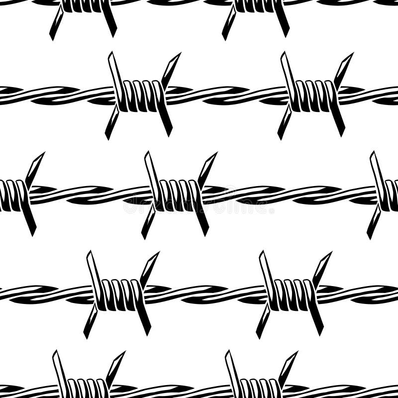 Barbed Wire Frame. Sharp Barbwire Border Chain Stock Vector ...