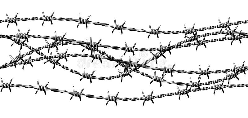 Barbed Wire Seamless Pattern. Sharp Barbwire Border Chain Stock Vector ...