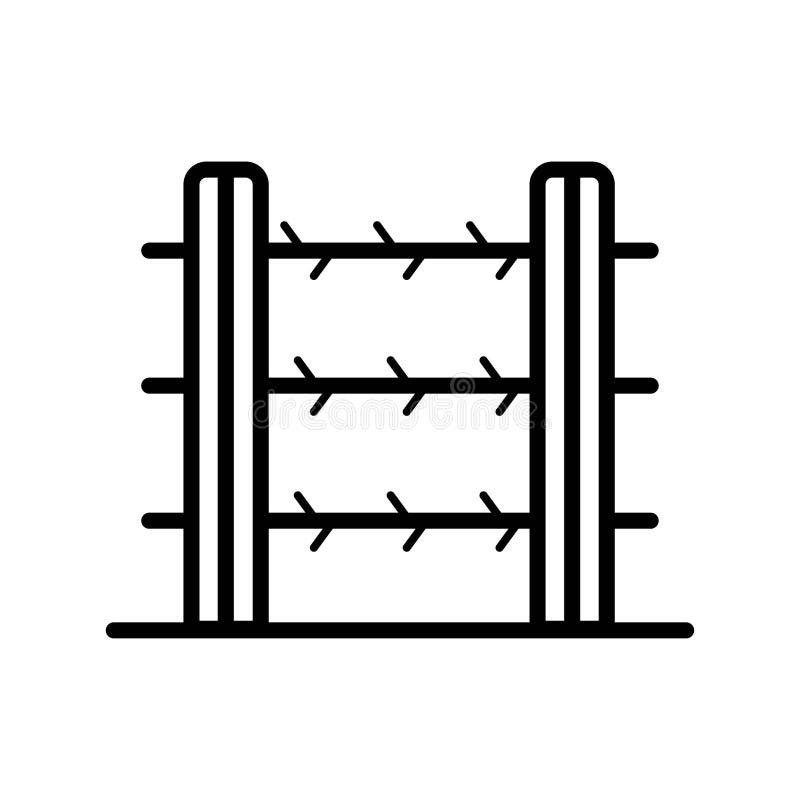 Barbed Wire Security Fence Icon Stock Illustration - Illustration of ...