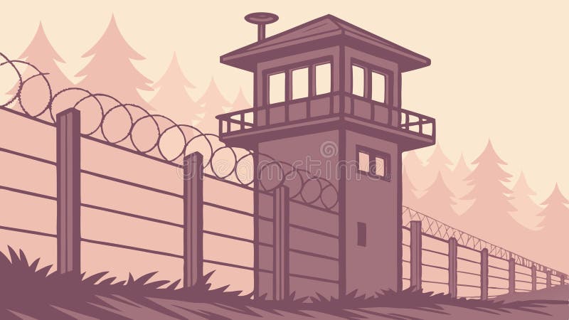 Barbed Wire Security Watch Tower Vector Art, Vector Design Generative ...