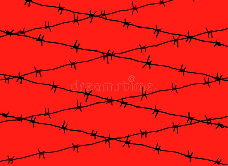 Barbed Wire, Silhouette in Red Stock Vector - Illustration of clipart ...