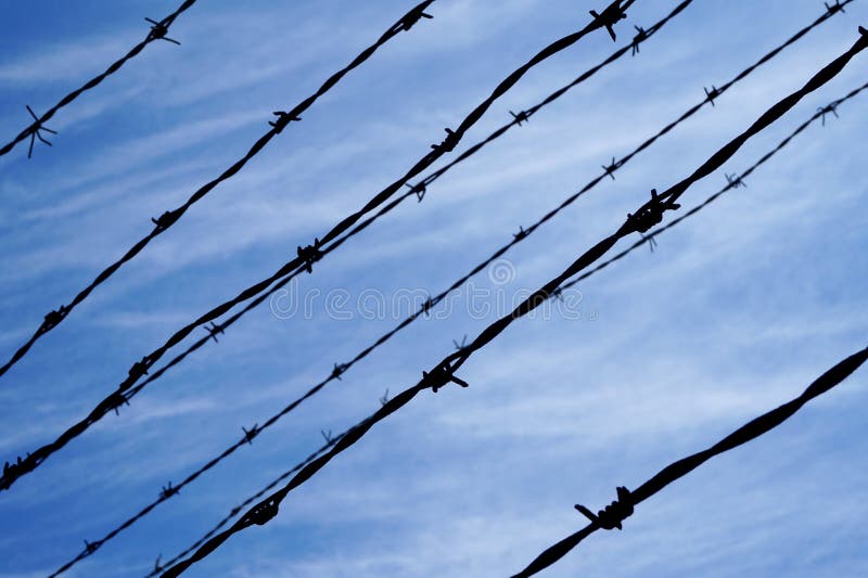 Barbed Wire, Sky in Background - Prison/ Jail Stock Image - Image of ...
