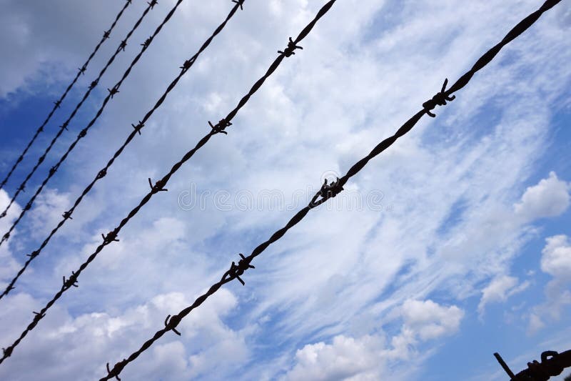 Barbed Wire, Sky in Background - Prison/ Jail Stock Image - Image of ...