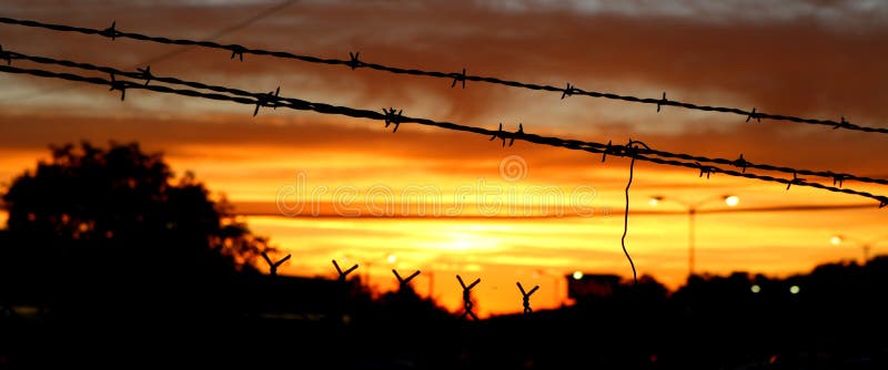 Barbed Wire Sky Fire stock photo. Image of wire, black - 86417950