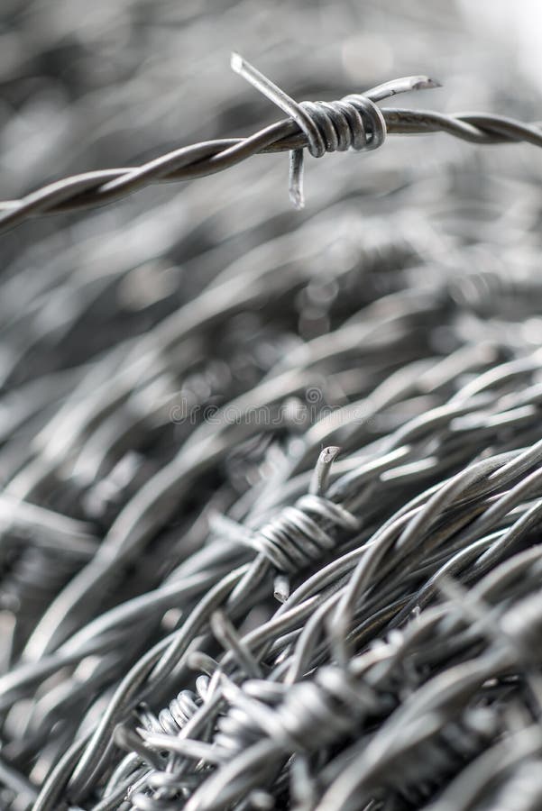 Barbed Wire Spirals with Selective Focus Stock Image - Image of limit ...
