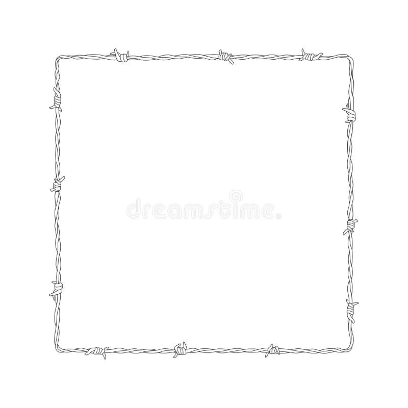 Barbed Wire Square Frame Outline Vector Stock Illustration ...