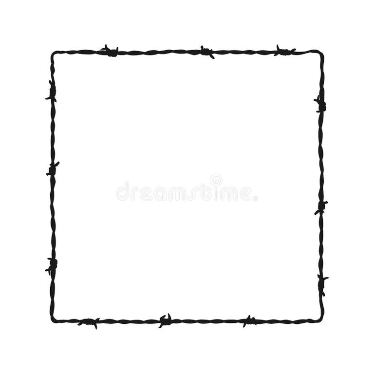 Barbed Wire Square Frame Silhouette Vector Stock Vector - Illustration ...