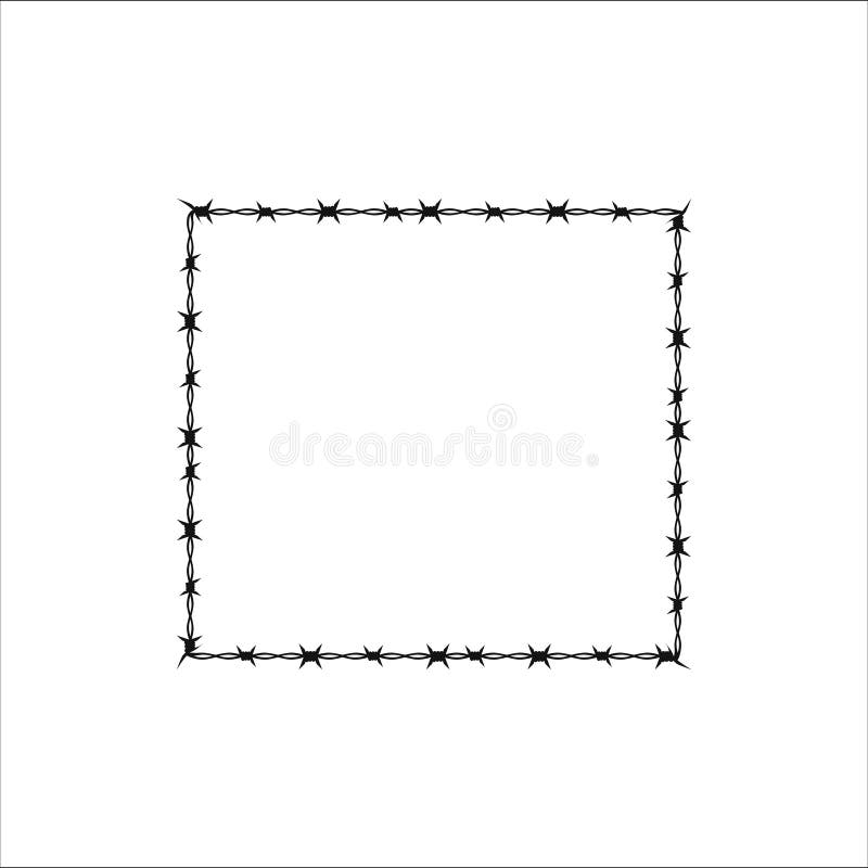 Barbed Wire Square Frame Symbolizing Security and Restriction Stock ...