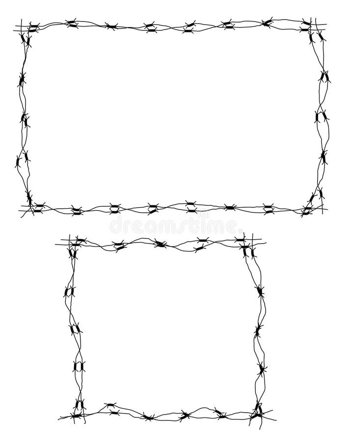 Barbed Wire Square Frames Isolated on White Stock Vector - Illustration ...