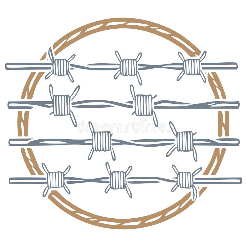 Barbed Wire Strands within Rustic Oval Border Vector Illustration Clip ...