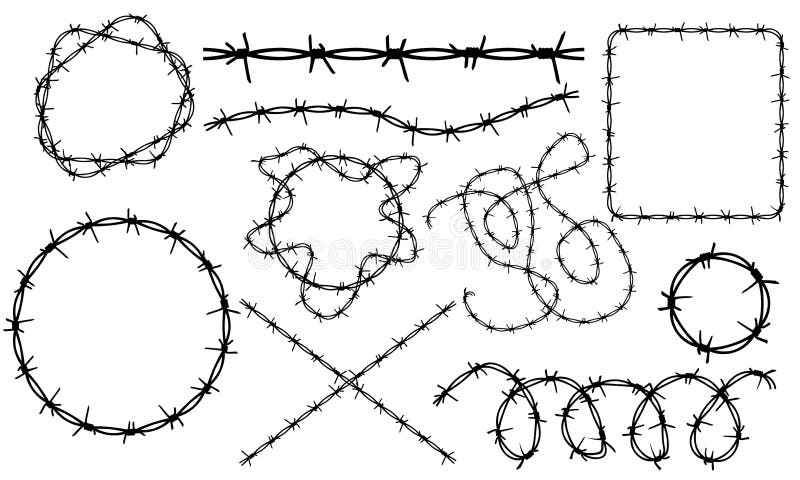 Barbed Wire. Template of Brush, Set of Design Elements, Frames Stock ...