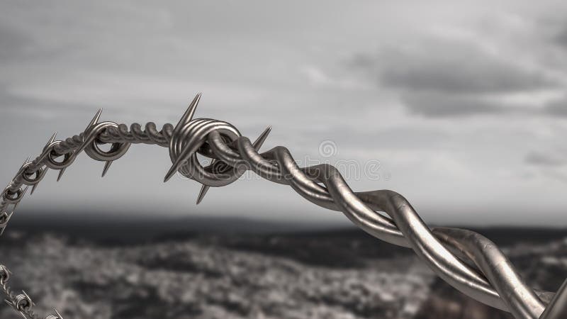 The Barbed Wire in War Zone for Military or Criminal Concept 3d ...