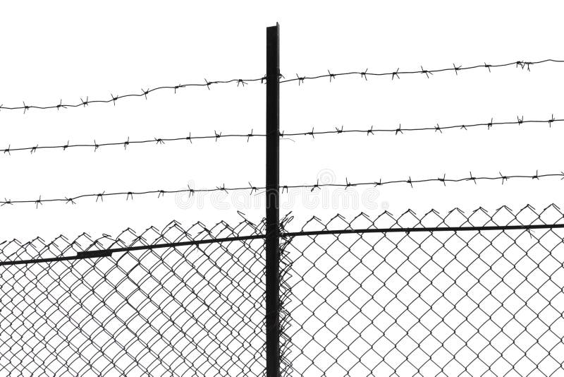 Chainlink Fence with Barbed Wire, Front View Stock Illustration ...