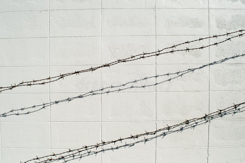 Barbed Wire White Block Wall Stock Photos - Free & Royalty-Free Stock ...