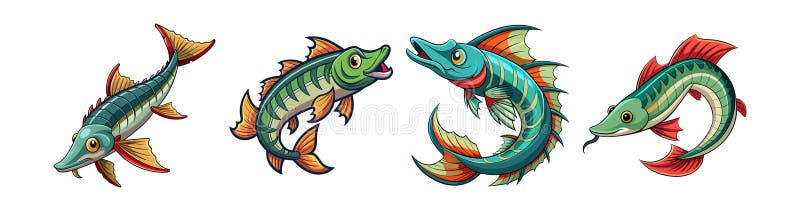 Barbeled Dragonfish with Striking Coloration Stock Vector ...