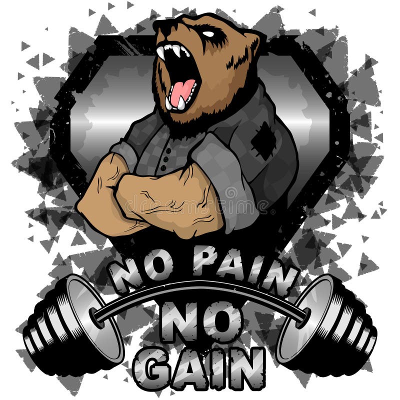 Urso Forte Com Músculos Grandes Halterofilista Selvagem Poderoso Do ...