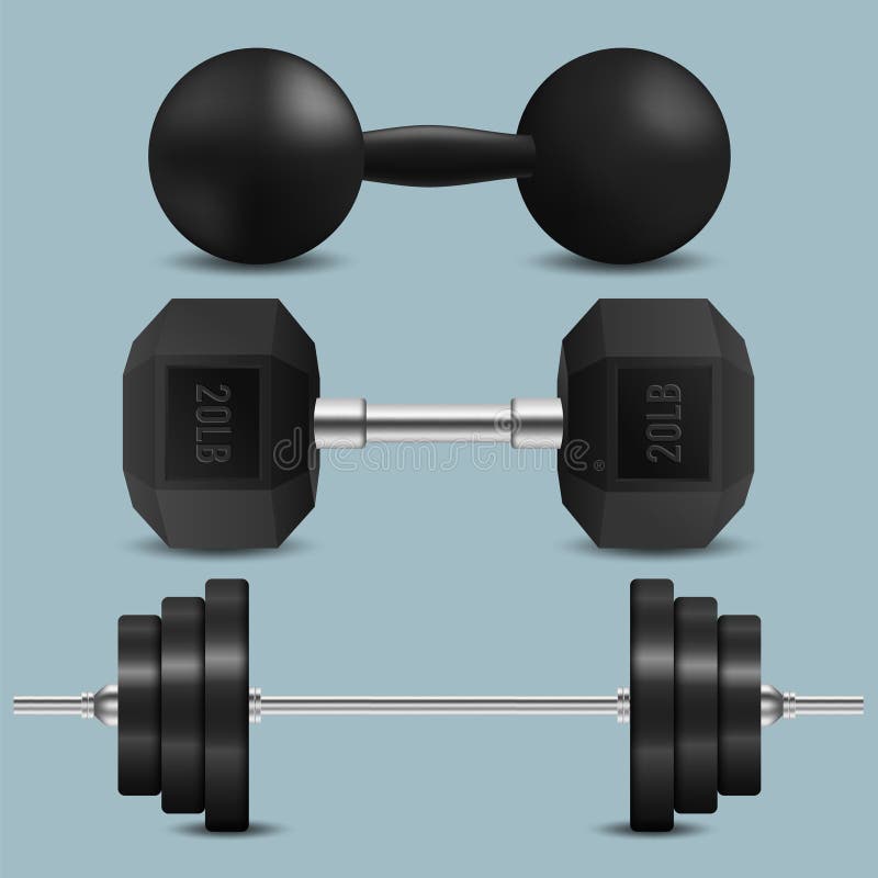 Barbell, Dumbbells and Kettlebell Vector Stock Vector - Illustration of ...