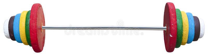 Barbell with Foam Plastic Colored Discs Stock Image - Image of sports ...