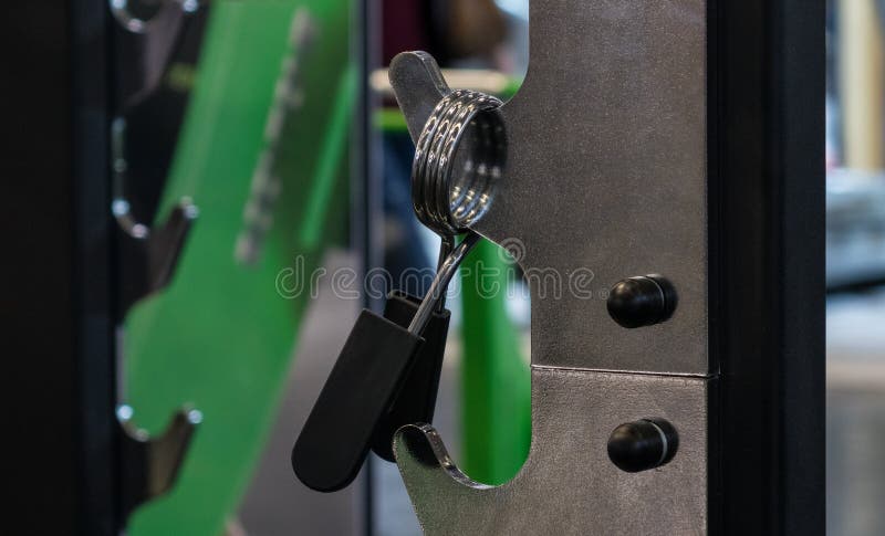 Barbell Rack and Spring Lock Clamp in the Fitness Center Stock Photo ...