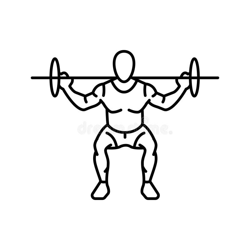 Barbell Squat Exercise Line Icon. Vector Isolated Element Stock Vector ...