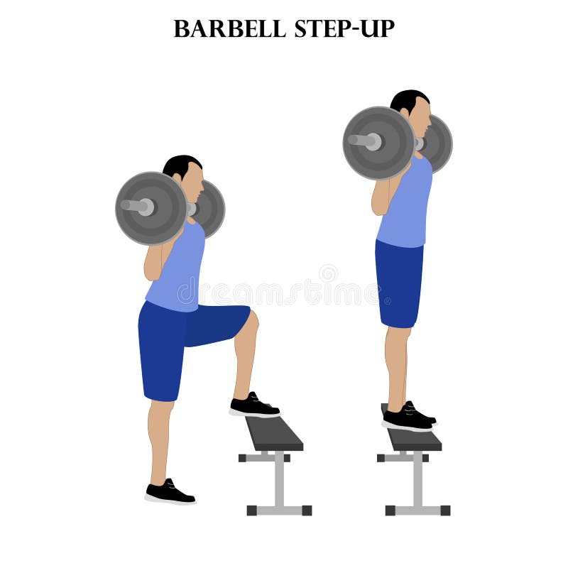 Barbell Step-up Exercise Strength Workout Illustration Silhouette Stock ...