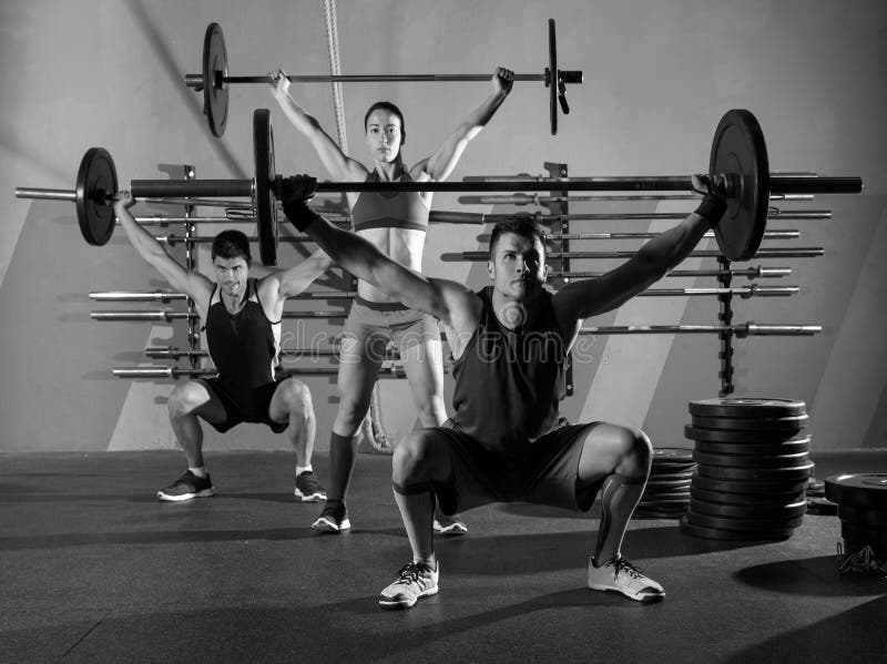 Barbell Weight Lifting Group Workout Exercise Gym Stock Photo - Image ...