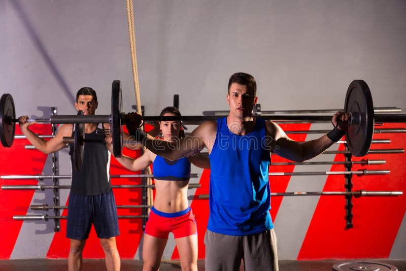 Barbell Weight Lifting Group Workout Exercise Gym Stock Photo - Image ...