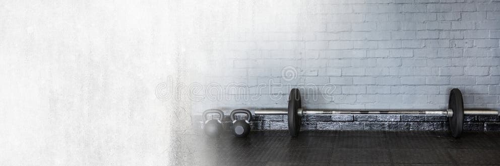 Barbells in Gym with Transition Stock Image - Image of structure, light ...