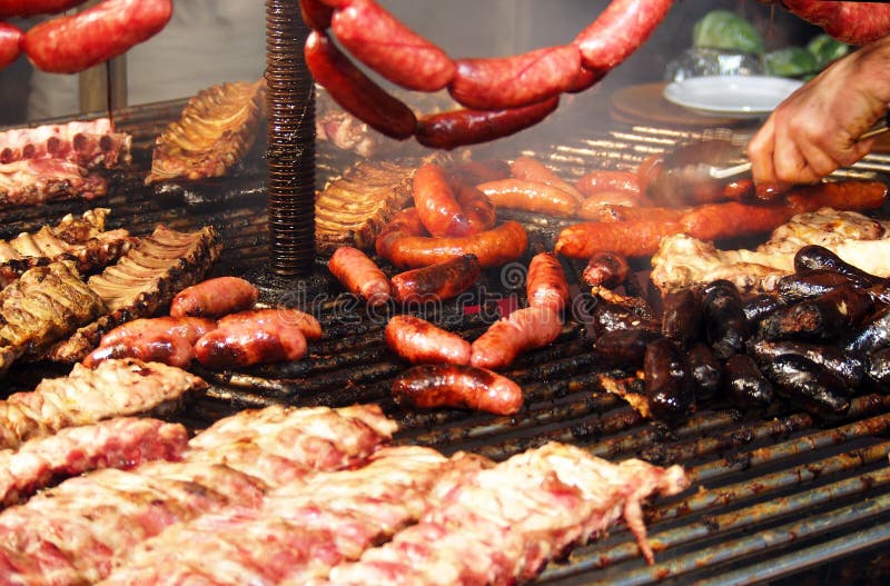 Barbeque Assorted Meat in Spanish Style, Spain Stock Image - Image of ...
