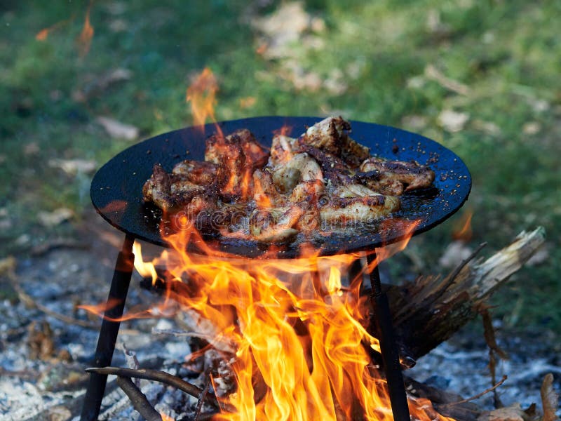 Camping Food - Barbeque Outdoor in Summer Camp Stock Photo - Image of ...