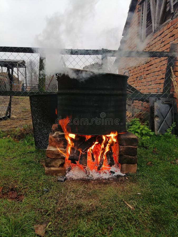 Barbeque fire stock image. Image of village, fire, preparing - 166413639