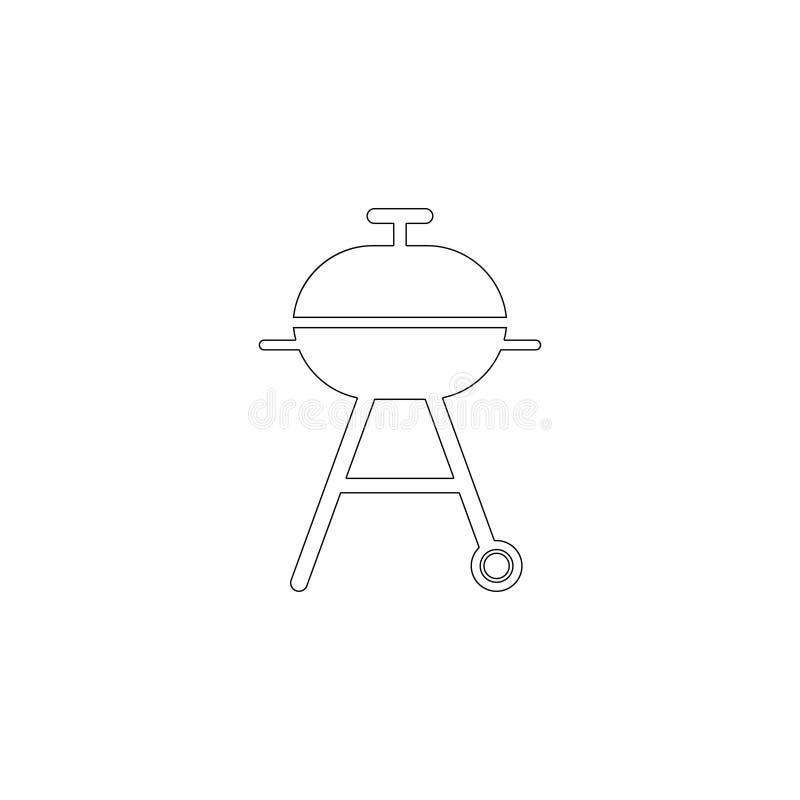 Outline Barbecue Grill Vector Icon. Isolated Black Simple Line Element ...