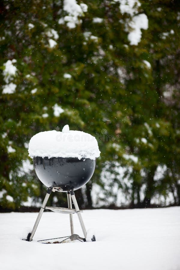 Barbeque Grill Covered with Snow Stock Image - Image of outdoor ...