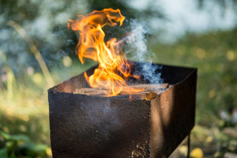 Barbeque Grill Set at Outdoor Party Stock Image - Image of heat ...