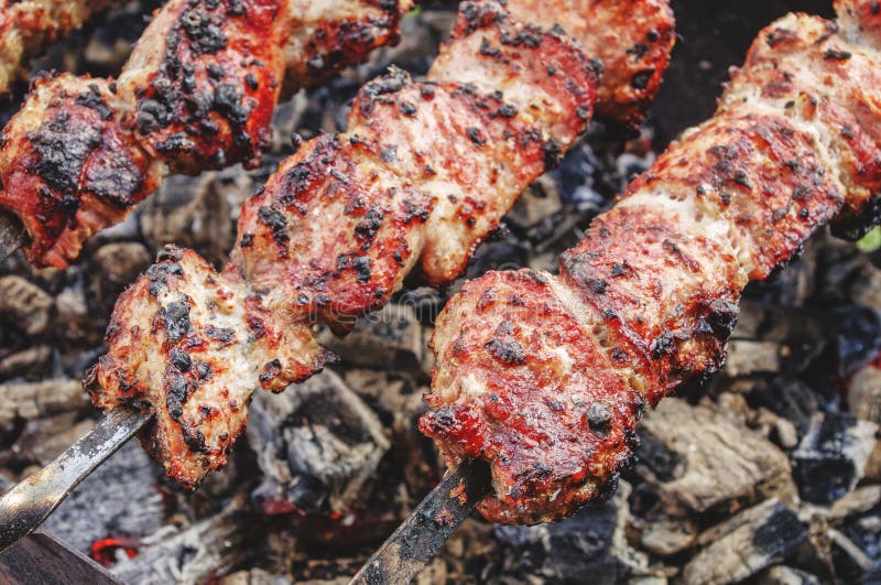 Barbeque Meat with Charcoal Stock Image - Image of meal, roasted: 96783319
