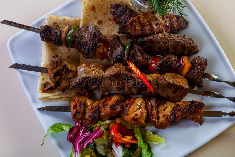 Barbeque meat mix stock image. Image of arabic, mixed - 135558445