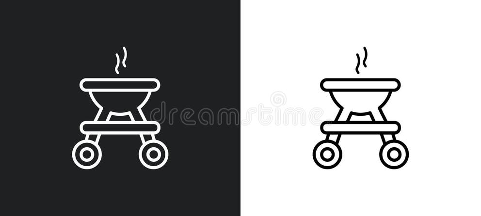 Barbeque Outline Icon in White and Black Colors. Barbeque Flat Vector ...