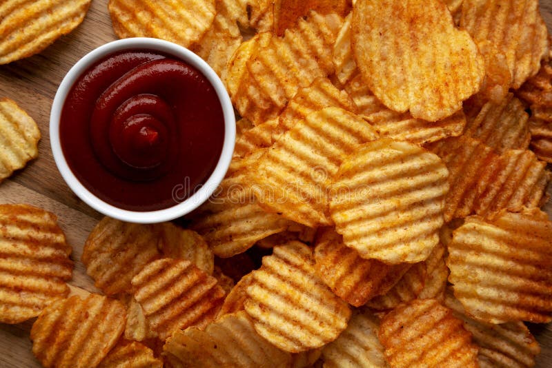 Barbeque Potato Chips, Top View. Flat Lay, Overhead, from Above Stock ...