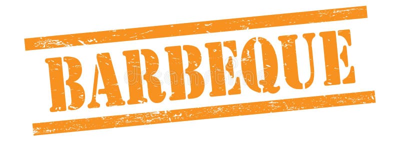 BARBEQUE Text on Orange Grungy Lines Stamp Stock Illustration ...