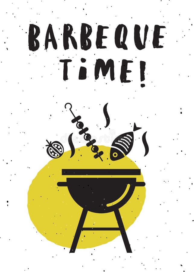Barbeque Time. Lettering Poster Stock Vector - Illustration of graphic ...