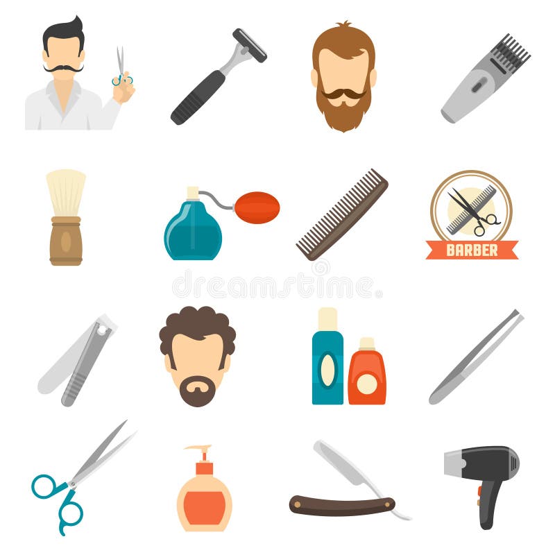 Barber Color Icons ilustração do vetor. Ilustração de social - 69614237