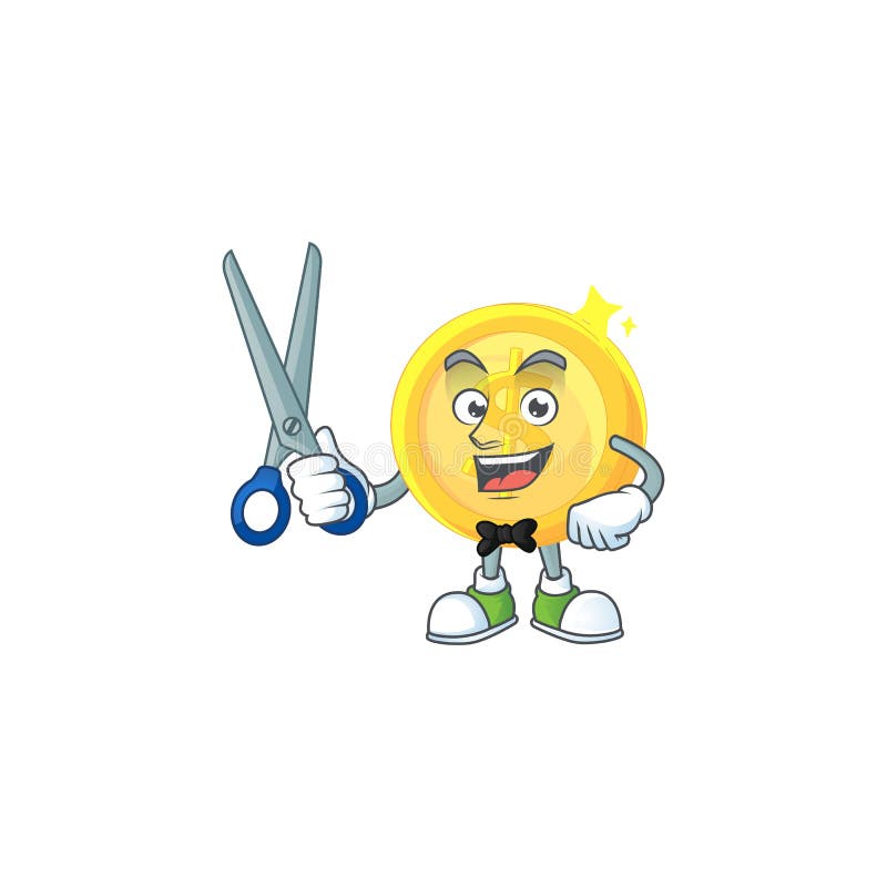 Barber Gold Coin with Design Character Mascot Stock Vector ...
