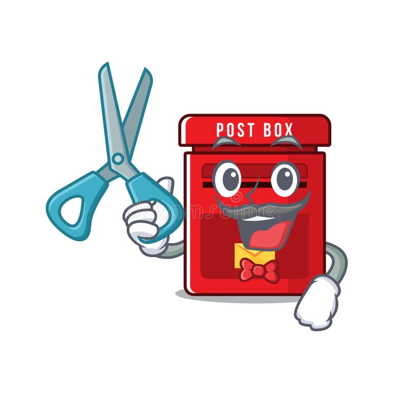 Barber Happy Mailbox in with Cartoon Cute Stock Vector - Illustration ...