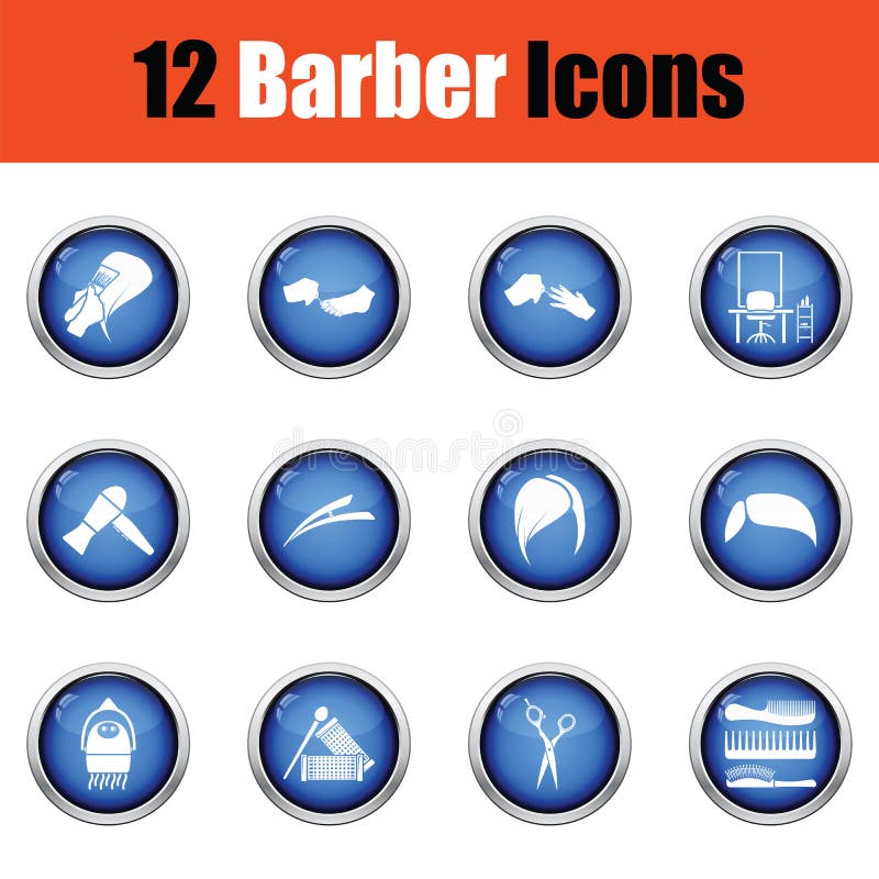 Barber icon set. stock vector. Illustration of color - 77159749