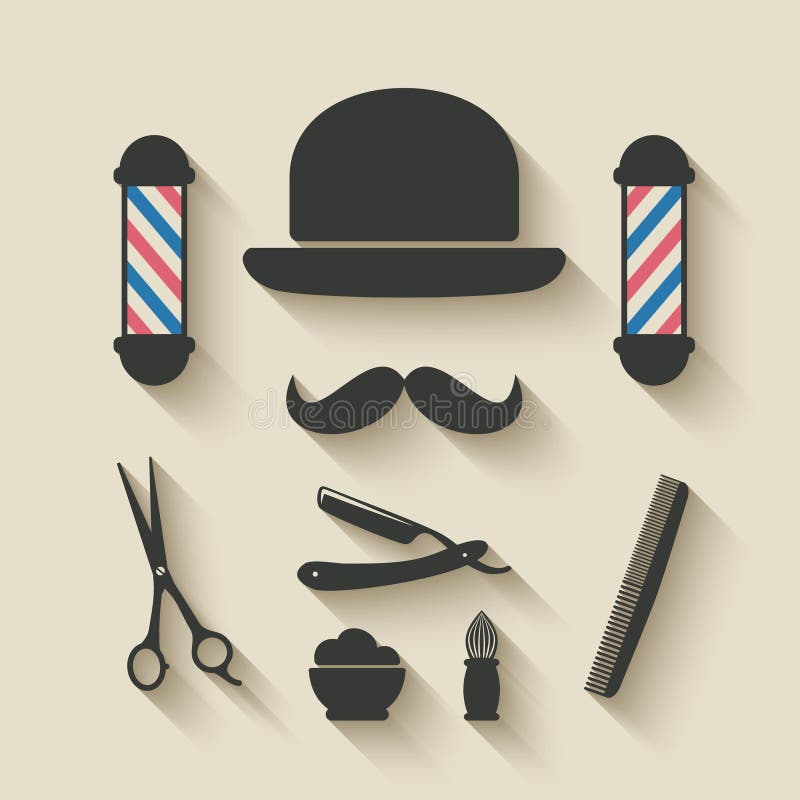 Barber icon set stock vector. Illustration of brush, beard - 41296656
