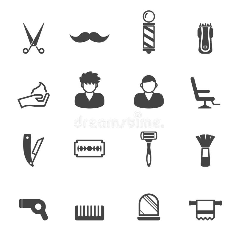 Barber icon set stock vector. Illustration of brush, beard - 41296656